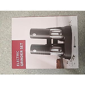 CIRCLE JOY Electric Salt and Pepper Grinder Set Automatic Salt and Pepper Grinder Set with Easy-to-Carry Charging Base and LED Light, Adjustable Coarseness, USB Rechargeable, Washable Container, Black