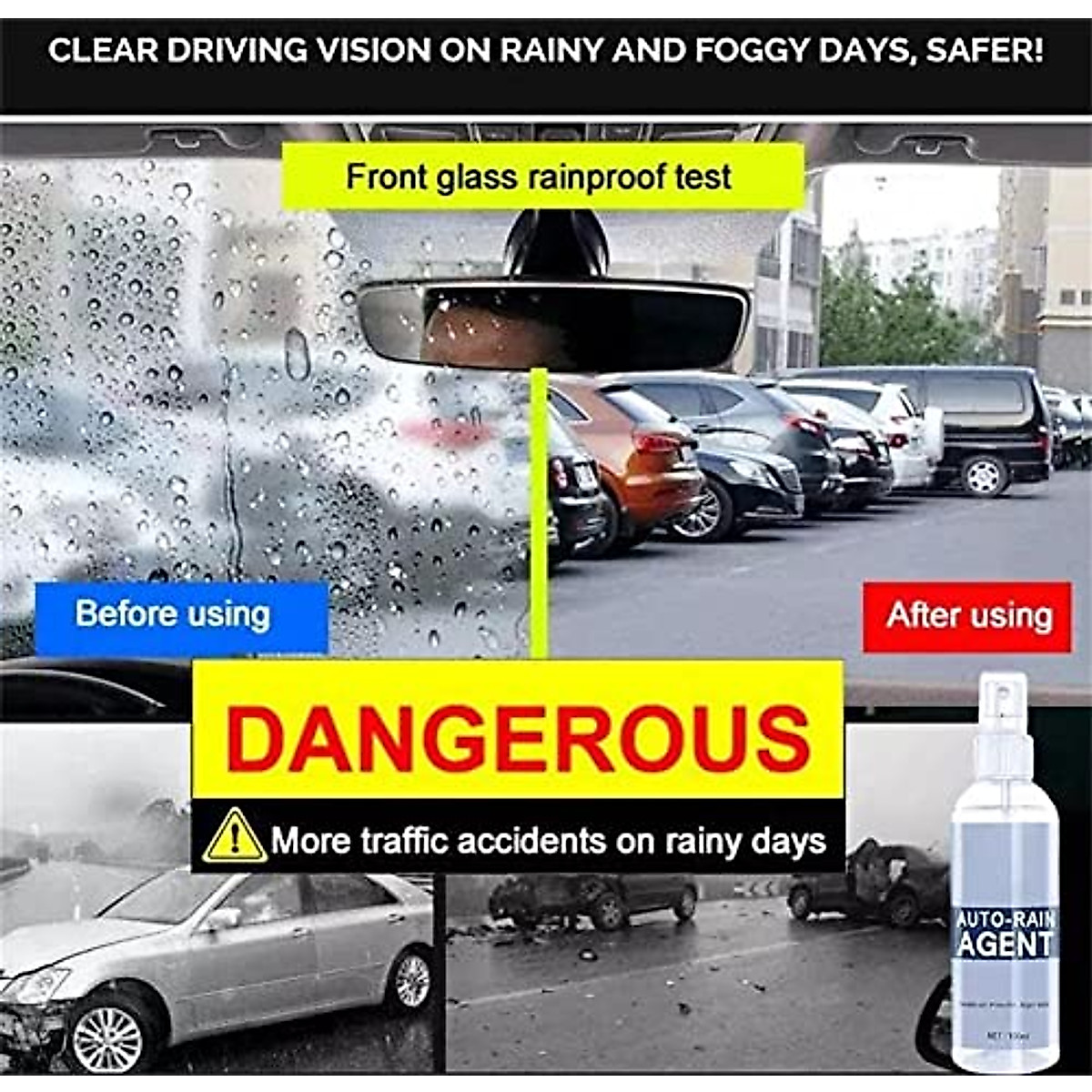 LaIzqIan 100ml Car Glass Waterproof Coating Agent - 2 Pcs Auto Glass Anti Fog Spray, Anti Fog Rain Repellent Spray Nano Rain Remover for Windows, Windshields, Mirrors, Shower Doors