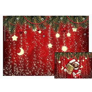 LTLYH Red Christmas Photography Backdrop Sparkling Starst Christmas Backdrops 7x5f Glittering Stars Christmas Photo Backdrop Christmas Holiday Party Decorations Props Background 073