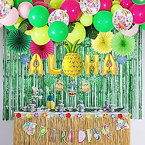 Tropical Balloons Garland Kit,117 pcs Hawaii Luau Party Balloons, Hot Pink Green Blue and Confetti Balloons for Tropical Theme Birthday Party Baby Shower Jungle Hawaii Luau Party Decorations.