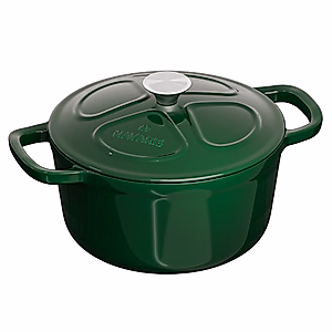 Navaris Enameled Cast Iron Dutch Oven - 2.6-Quart Enamel Coated Casserole Pot with Lid - Suitable for Oven and All Stovetops Incl. Induction - Green