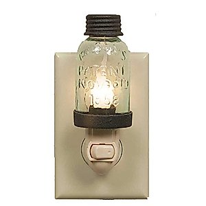 Mini Mason Jar Night Light in Rustic Brown Metal Color