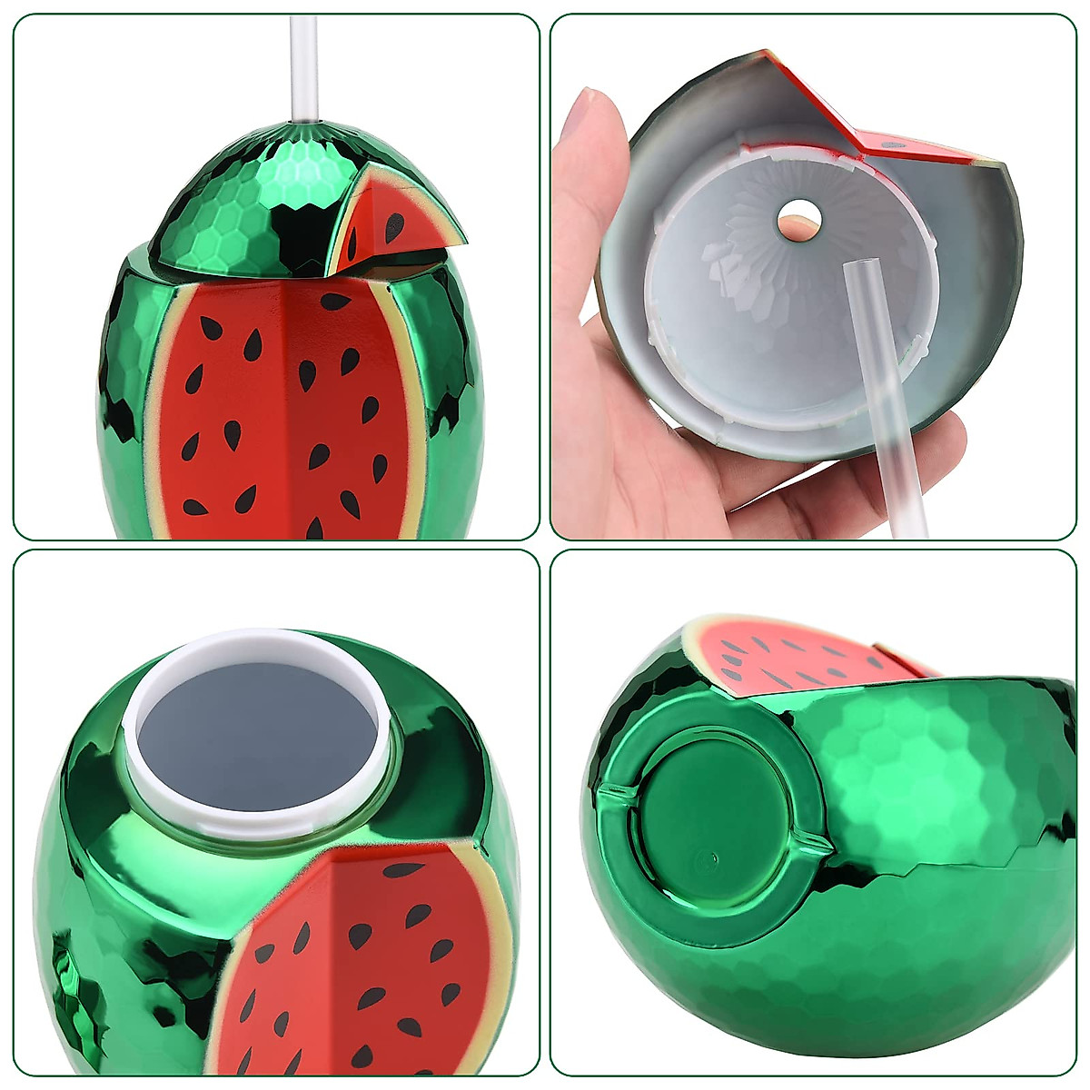 PRTECY Kawaii Fruit Straw Cups, Strawberry Cups Watermelon Tumbler with Lid Portable Cute Water Bottle Mug for Gift Home Office School (720 ML/24 OZ)