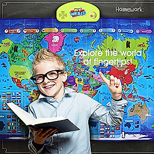 BEST LEARNING i-Poster My World Interactive Map - Educational Talking Toy for Children of Ages 5 to 12 Years Old - Perfect Geography Learning Game as a Gift for Kids Ages 8-12