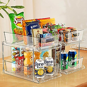 Fabspace Pull-out Home Organizer, 2 Pack 2 Tier Clear Bathroom Organizer with Dividers, Multipurpose Vanity Counter Tray, Kitchen, Closet Organizers, Cabinet & Storage Container Bins