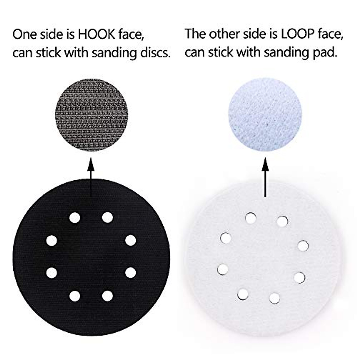 5 Pack 5 Inch 8 Holes Soft Density Interface Pads Hook and Loop 5" Sponge Cushion Buffer Backing Pad (Set of 5)