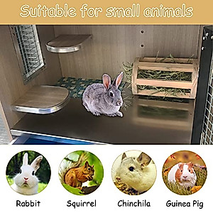 Tfwadmx Rabbit Hay Feeder Rack Wooden Food Manger Grass Holder Cylindrical Feeding Hay Mange for Guinea Pigs Bunny Chinchilla Hamster Small Animals