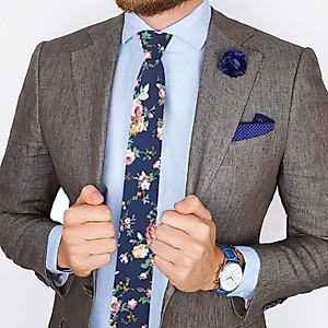 Mantieqingway Men's Cotton Printed Floral Neck Tie Skinny Tie