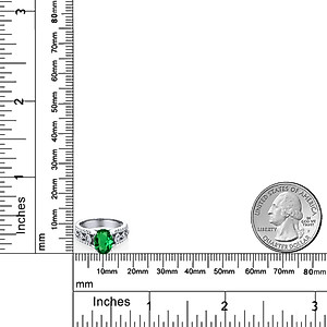 Gem Stone King 925 Sterling Silver Green Nano Emerald Engagement Ring For Women (1.56 Cttw, Available in size 5, 6, 7, 8, 9)