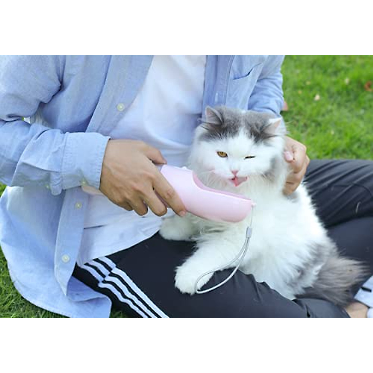 madeking Dog Water Bottle Portable Pet Water Bottle Leak Proof Dog Water Dispenser and Food, Lightweight Dog Travel Water Bottle Bowl for Walking and Trave (Pink)