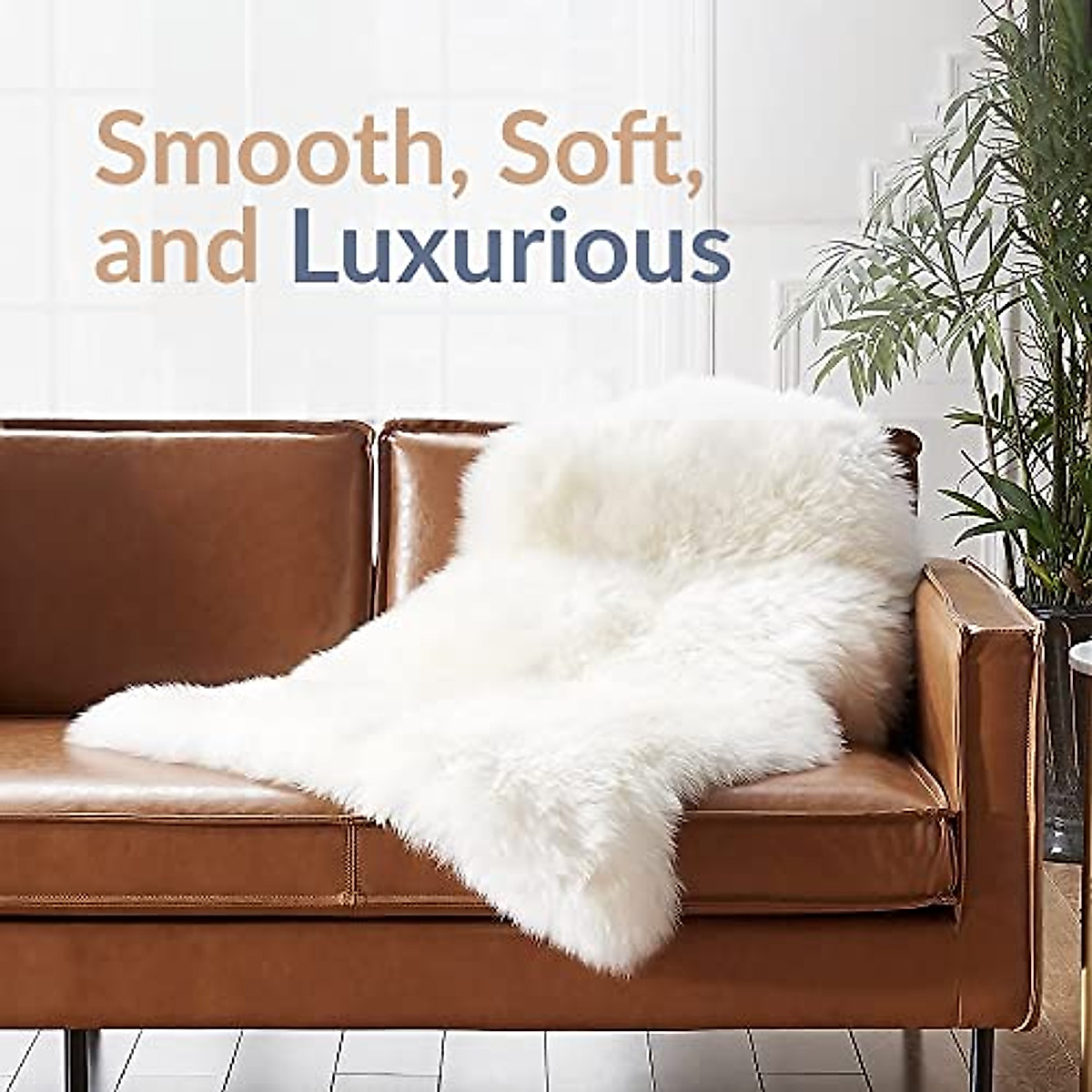 Sheepskin Ranch Real Long Wool Sheepskin Rug for Natural Home Decor, 3 x 2 Feet