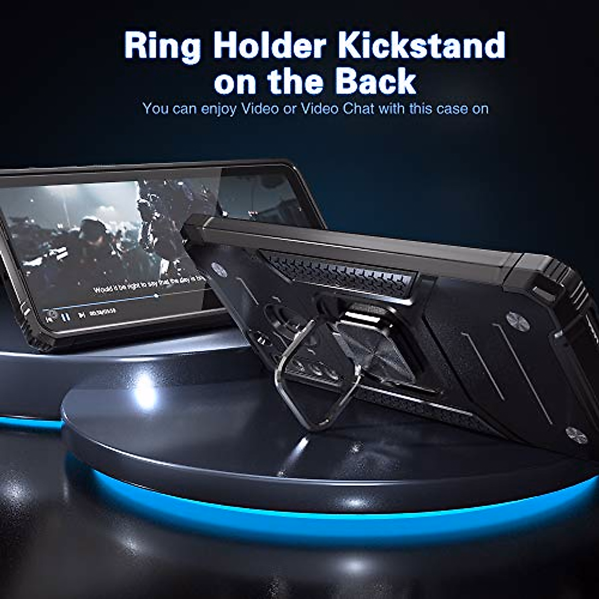 IDYStar Galaxy A21 Case with Screen Protector,Galaxy A21 Case,Shock Absorption Heavy Duty Drop Test Slim Cover with Car Mount Kickstand Lightweight Protective Phone Case for Samsung Galaxy A21, Black