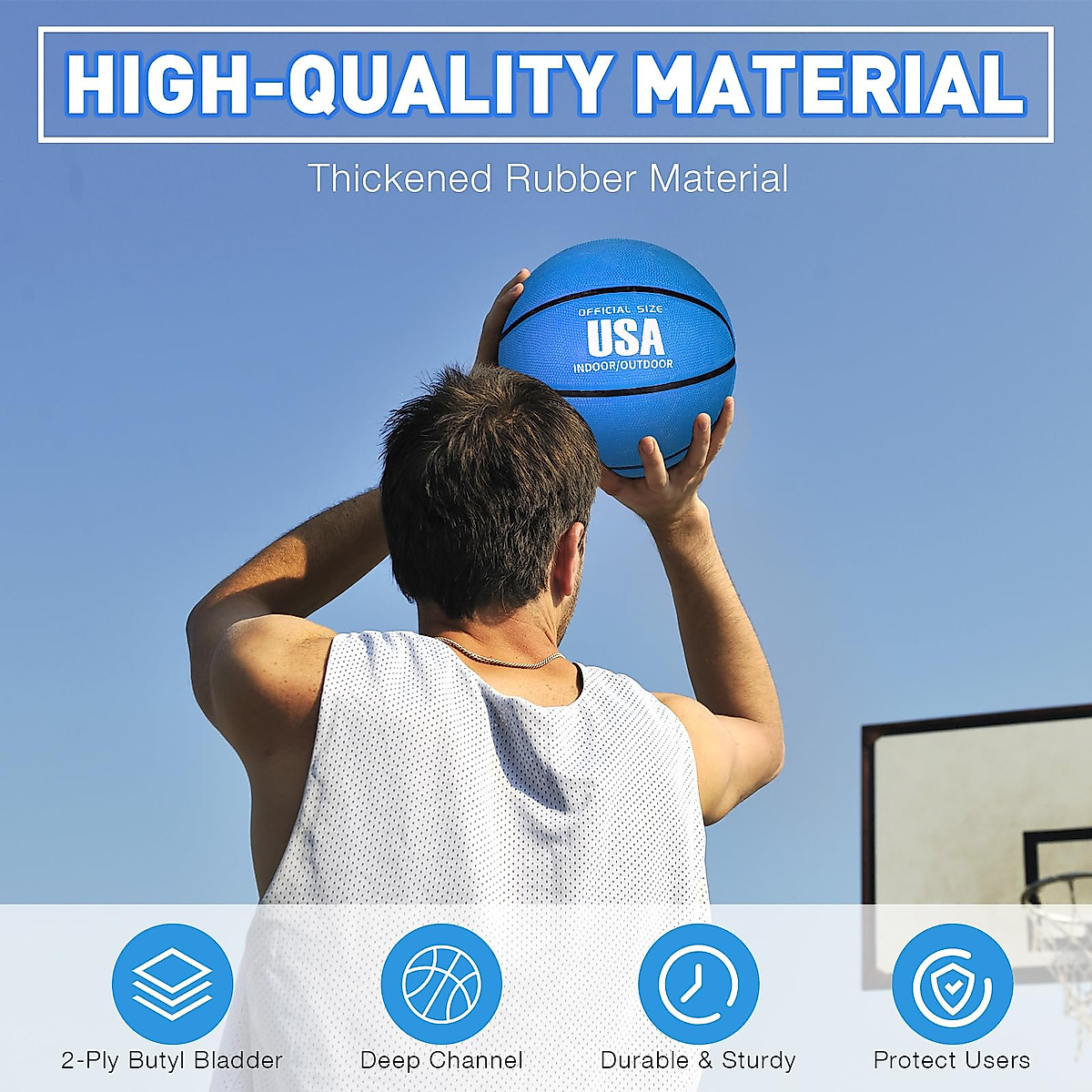 Libima 4 Pcs Rubber Basketball with Pump Official Indoor Outdoor Basketball Sport Gift for Game Practice Training Kids Teens Adults Streetbballs(Size 6,Yellow, Green, Blue, Orange)