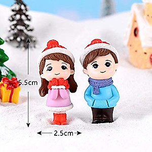 Jiecikou Lovely Snowman Model Miniature Figurine DIY Bonsai Xmas Landscape Fairy Garden Decor Blue Couple Yellow Snowman