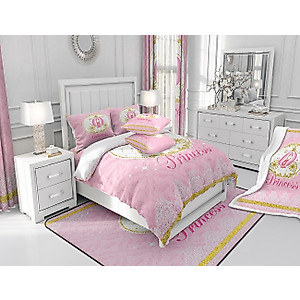 Princess Style Duvet Cover,Children Pink Luxury Bedding Set,Carriage Comforter Cover for Girls Kids Room Decor,Women Cute Cartoon Lightweight Bedspread Cover Queen Size with 2 Pillow Cases