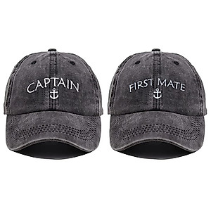 Embroidered Boat Captain Hat & First Mate Hat for Men Women Boating Marine Sailor Trucker Baseball Caps Nautical Gifts (Captain First Mate)