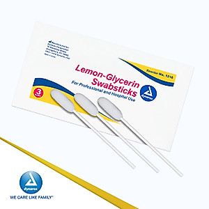 Dynarex Lemon-Glycerin Swabsticks, Pleasant Tasting Cotton Swabs That Gently Soothes and Refreshes Dry Mouth, 3 Oral Swabsticks per Packet, 1 Box of 75 Lemon-Glycerin Swabsticks