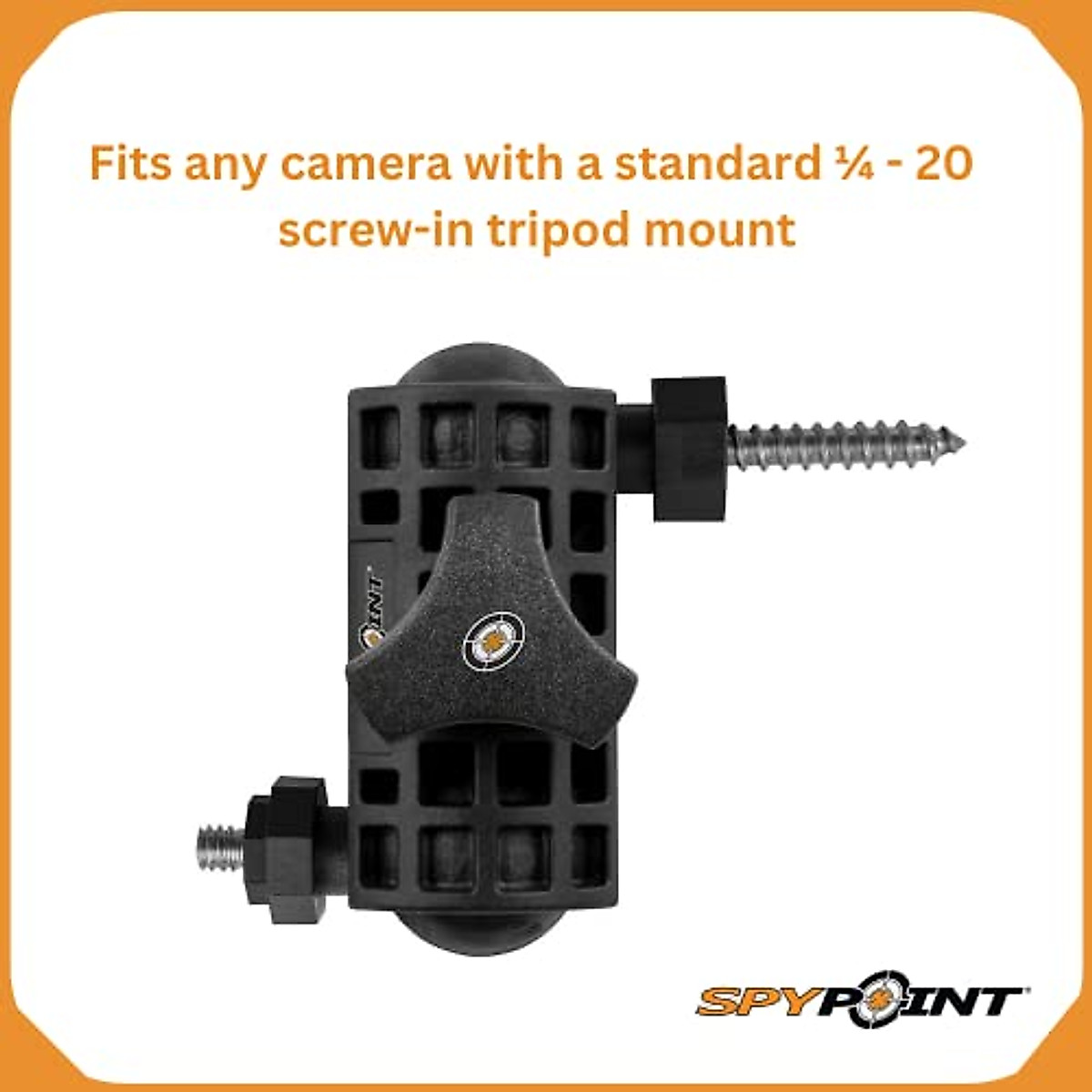 SPYPOINT MA-500 Fully Adjustable Trail Camera Mount - Double Swivel Tilt, Pan Tilt Game Camera Mount for Positioning Cell Cameras for Hunting ¼-20 Tripod Mount, Wood Screw Anchor Cams Mounting