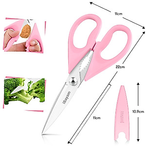 Gifts for Women, Mom, Wife, Girlfriend, Sister, Her - Happy Birthday, Easter, Valentine's Day, Mothers Day Gifts, iBayam Kitchen Scissors Heavy Duty Meat Poultry Shears Dishwasher Safe, Pink Stuff
