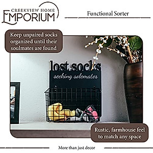 Creekview Home Emporium Lost Socks Seeking Soulmates Basket Sign - Missing Sock Bin Lost Socks Basket for Laundry Room