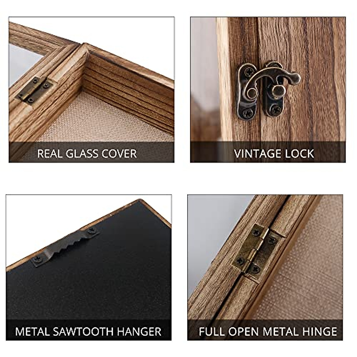 GraduatePro Shadow Box Frame 5x12 Display Case with Linen Back, Real Glass Window Door with Hinge, Picture Frame Wedding Bouquet Memorabilia Medals Photos Memory Box for Keepsakes, Carbonized Black