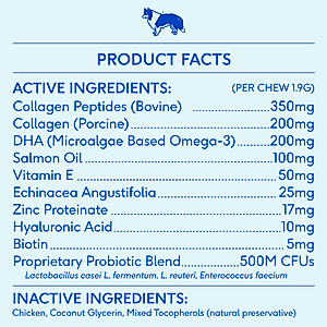 Native Pet Skin and Coat Chews for Dogs - Made with Wild-Caught Salmon Oil for Dogs Skin and Coat - Omega 3 for Dogs - Dog Shedding Supplement for Dog Hair Loss Treatment, Dog Hair Regrowth - 60 Chews