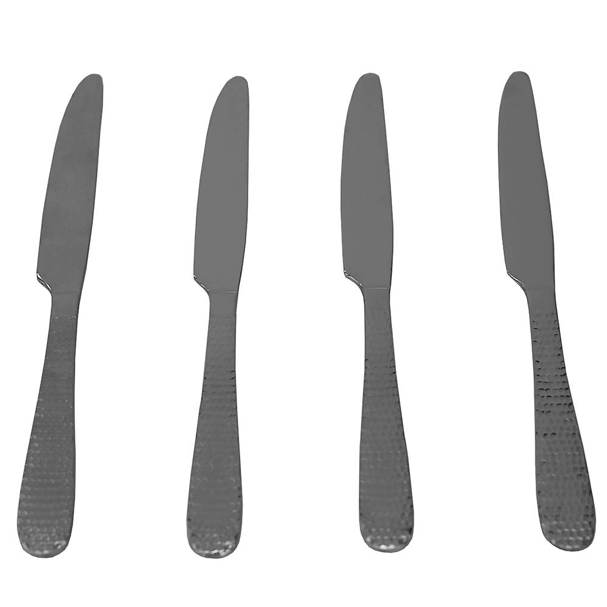Home Basics 4 Pieces of Hammered Stainless Steel Flatware/Silverware for Dinner, Dessert, Salad, Appetizer – Home, Kitchen, Restaurant (DINNER KNIFE)