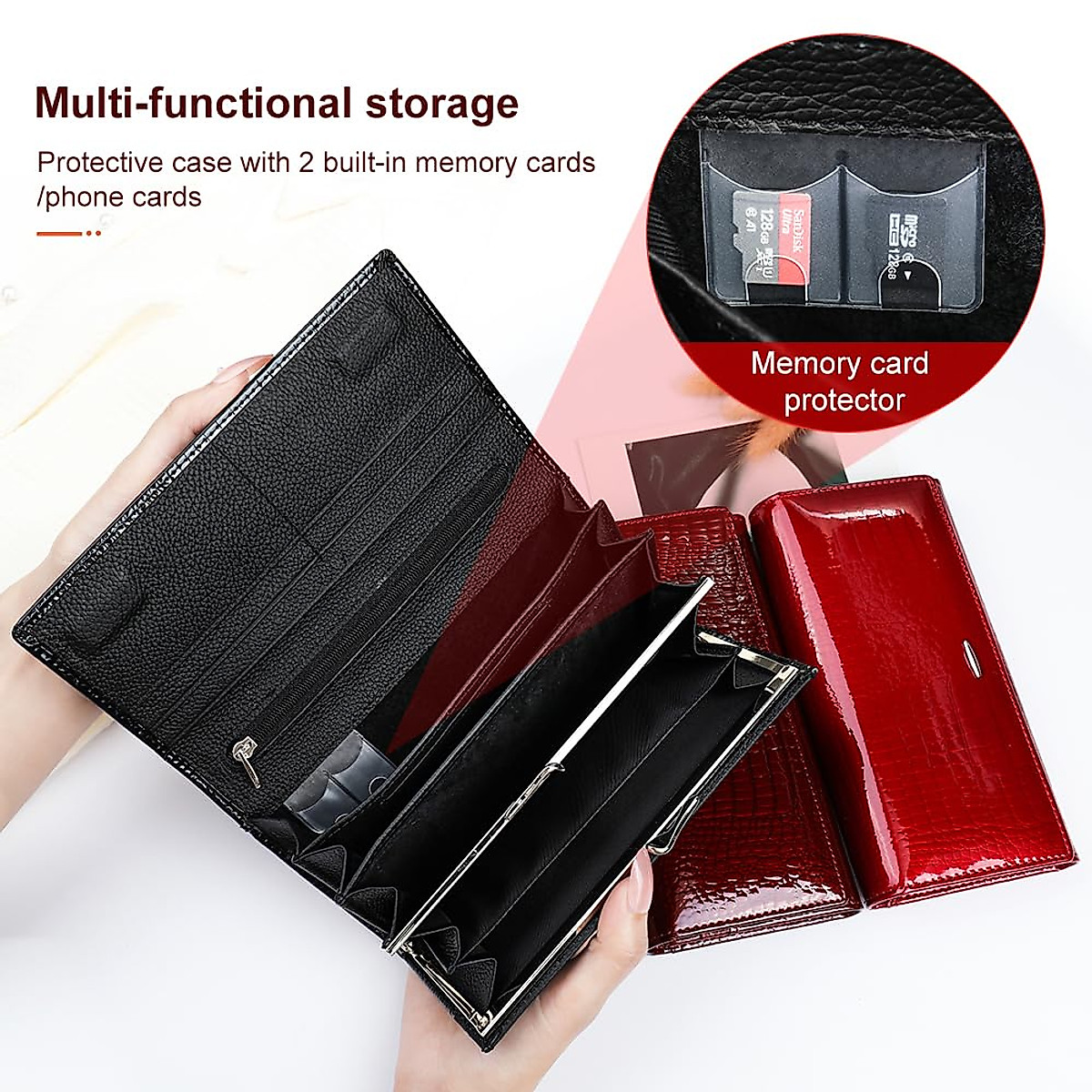 GHUHUALX Women's Wallet Long Leather Purse Credit Card Ladies Casual Wallet Fashion Clutch