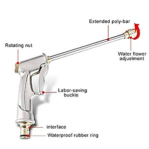 Water Jet Power Washer High Pressure Spray Nozzle Gun, 2-in-1 Sprayer for cleaning Glass Windows,Dual High Pressure Washer Car Washing Wand, Garden Water Hose Sprayer Nozzle (US in Stock) (Silver)