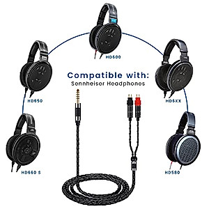 weishan 4.4mm Balanced Cable Replacement for Sennheiser HD600, HD650, HD6XX Headphones, 8 Core Silver Plated Audio Wire, 4ft