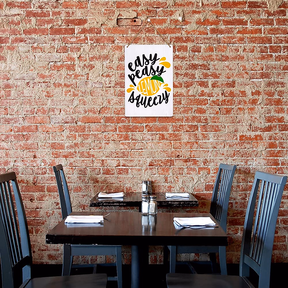 WhatSign Easy Peasy Lemon Squeezy Sign 8"x12" Lemon Saying Signs Wall Plaque,Lemon Kitchen Home Decor Signs,Lemon Decor Signs for Home Kitchen Garden Farmhouse Bar Coffee Shop