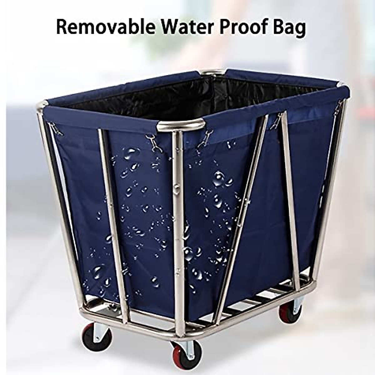 CXWAWSZ 10 Bushel Laundry Cart with Wheels Heavy Duty Home Laundry Cart Large Commercial Industrial Laundry Baskets with Steel Frame and Waterproof Oxford Cloth, 300 Lbs Weight Capacity