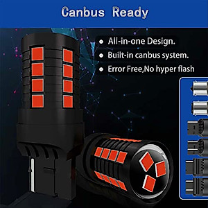 Yonput Pack-2 LED Bulb Reverse Light, Upgraded 7443 LED Bulbs for Reverse Lights, LED Lamps Replacement for Backup, Super Bright Light Fits for Car, Car Brake Turn Signal Lights (Red)