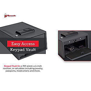 Hornady 1 Gun Keypad Vault Safe with Keypad Entry – Secure Your Firearms and Valuables – 4-6 Keypad Entry, Interior Light and Backup Keys – Black, 12.7 (H) x 9 (W) x 5.25 (D) Inches – Item 95433