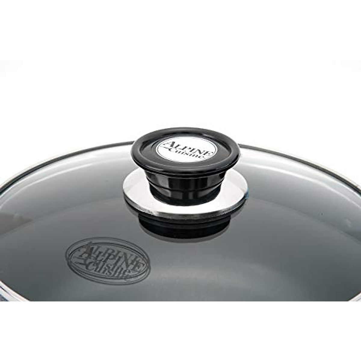 Alpine Cuisine 5 Quart Non-stick Stock Pot with Tempered Glass Lid and Carrying Handles, Multi-Purpose Cookware Aluminum Dutch Oven for Braising, Boiling, Stewing