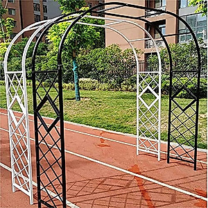 Metal Garden Arch Metal Garden Arbour Trellis Archway Rose Arch Wedding Archway Heavy Duty Strong Tubular Arbour Flower Stand with Base (Bronze W2.6xH2.3m/8.5x7.5ft)