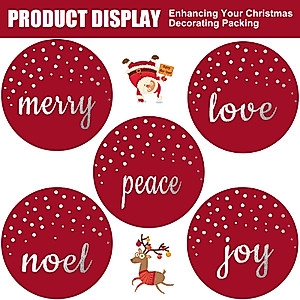 500 Pieces Merry Christmas Stickers Labels for Envelopes 1.5 Inch Joy Peace Love Red Christmas Foil Seal Stickers Roll Holiday Stickers Xmas Labels Roll for Greeting, Sealing, Gifting, Gift Decor