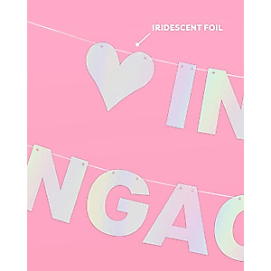 xo, Fetti In My Engaged Era Iridescent Foil Banner - 5 Ft. | Bachelorette Party Decoration, Cute Photo Booth, Bride To Be Backdrop, Bridal Shower Supplies, Engagement Decor