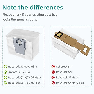 6 Pcs Replacement Dust Bags Refill Kit Compatible with Roborock Q5 Max+ / S8+ / S8 Pro Ultra / S7 MaxV Ultra / S7 Max Ultra / Q7+ / Q7 Max+ / Q8 Max+ / Q5 Pro+ / Q5+ Robotic Vacuums 3L Large Capacity