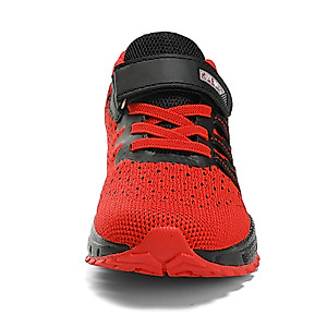 KUBUA Kids Sneakers for Boys Girls Running Tennis Shoes Lightweight Breathable Sport Athletic Black Red Big Kid Size 2