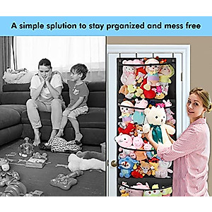 TOFGZ Stuffed Animal Storage,Over the Door Organizer for Filling Stuff , Portable Hanging Stuffed Animal Storage ,Durable Stuffed Animal Net or Hammock,Easy to Install(Black)
