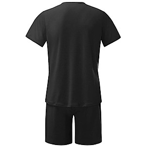 Sinzelimin 2021 Mens Sport Set Summer Outfit 2 Piece Set Short Sleeve T Shirts and Shorts Casual Stylish Sweatsuit Set