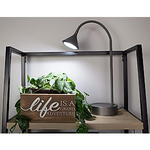 Black and Decker Office VLED1812GRAY-BD Flexible Gooseneck USB Charging Port LED Desk Lamp, Dimmable, Gray