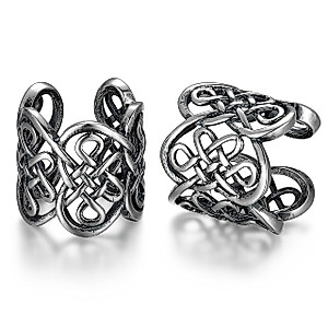 MORGAN & PAIGE Celtic Knot Ear Cuff Earrings For Women - Oxidized 925 Sterling Silver Ear Cuff - Mid To Top No Piercing Ear Cuff For Unpierced Ear Conch & Cartilage