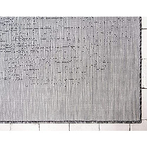 Unique Loom Outdoor Modern Collection Area Rug - Ombre (4' 1" x 6' 1" Rectangle, Charcoal Gray/ Ivory)
