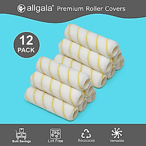 Allgala Paint Roller Covers, 12-Pack 9 Inch Shedless Paint Roller Covers 1/2 Inch Nap, Covers for Paint Roller Frame and Paint Roller Kit