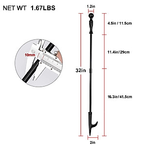 Amagabeli 32 Inch Fire Poker for Fire Pit Fireplace Poker Wrought Iron for Indoor Outdoor Steel Poker Stick Campfire Rust Resistant Tool for Bonfires Camping BBQ Wood Stove Black
