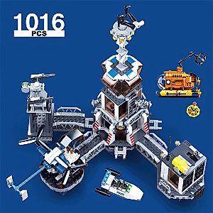 DAHONPA City Police Island Prison Station Building Blocks Sets(1016 PCS),City Police Helicopter,City Police Boat Building Kits,Toys Gifts for Kid and Adult