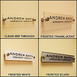 Personalized Office Wall Name Plate Sign. Modern Stainless Steel Legs (Frosted Silver)