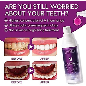 2Pcs Teeth Whitening Toothpaste, Dental Colour Corrector, Purple Toothpaste for Teeth Whitening, Travel Toothpaste, Non-invasive Purple Teeth Whitener Tooth Paste, Reduce Yellow Stains
